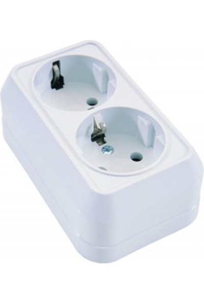Makel Sıva Üstü İkili Topraklı Priz Beyaz