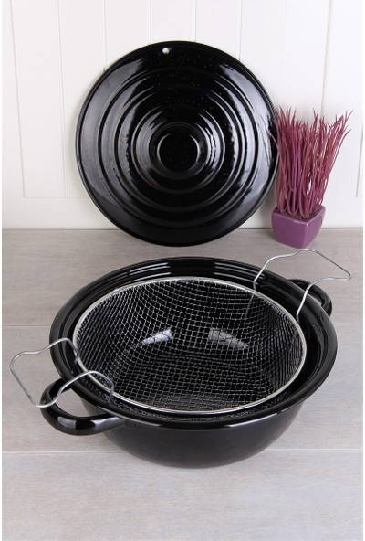 Queen'S Kitchen Emaye Süzgeçli Kızartma Tenceresi