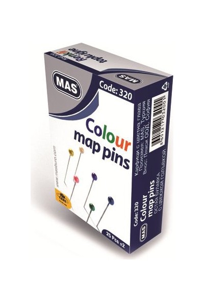 Mas 320 Renkli Başlı Toplu İğne 32 Mm Mas 320 Renkli Başlı Toplu İğne 32 Mm