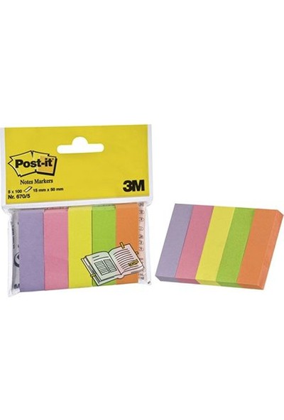 Post-It 670-5 İndex Not Kağıdı 15 x 50 Mm 5 x 100 Yaprak