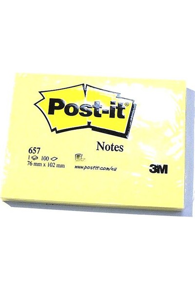 Post-It 657 Not Kağıdı 76 x 102 Mm Sarı 100 Yaprak Post-It 657 Not Kağıdı 76 x 102 Mm Sarı 100 Yaprak