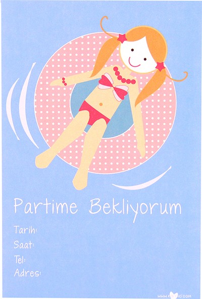Kart-10 Havuz & Kız Davetiye Kartı