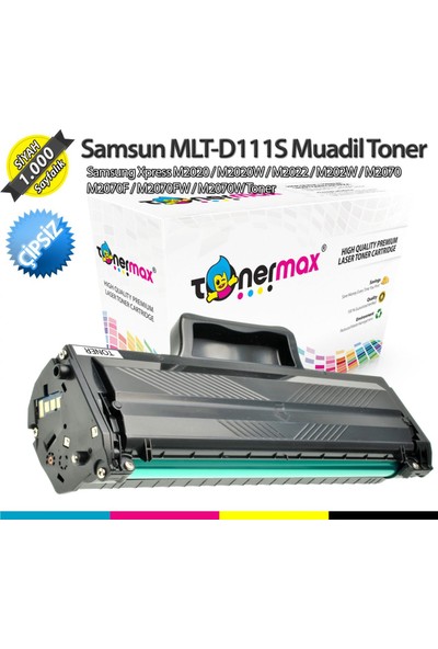 Toner Max® Samsung Chipsiz MLT-D111S / Xpress M2020 / M2022 / M2070 Chipsiz Muadil Toner Toner Max® Samsung Chipsiz MLT-D111S / Xpress M2020 / M2022 / M2070 Chipsiz Muadil Toner