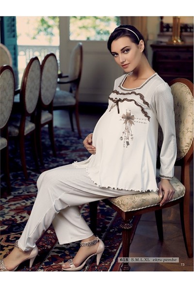 Artış Lohusa Pijama Takım 618 - Ekru