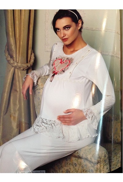 Artış Lohusa 2'li Pijama Takım 620 - Ekru