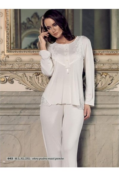 Artış Lohusa Pijama Takım 643 - Ekru