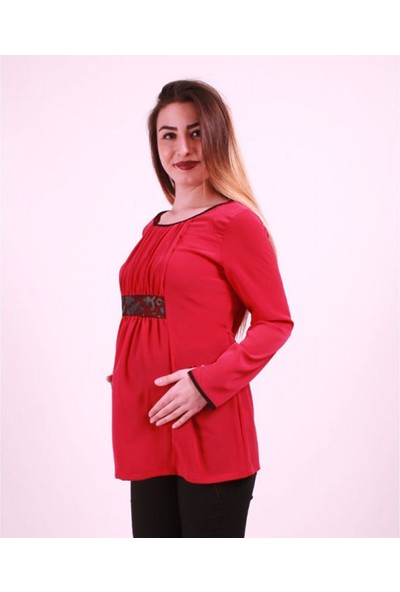 Fuçin Kapri Kol Hamile Bluz 7497 - Fuşya