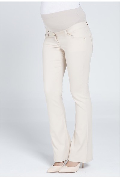 Gör&Sin İspanyol Paça Kanvas Pantalon 3417Yp - Krem