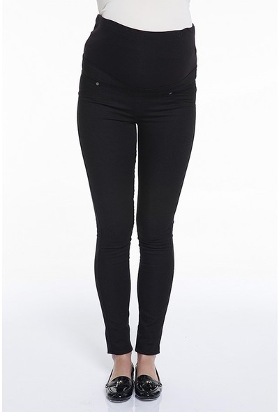 Gör&Sin Dar Paça Hamile Kanvas Pantalon 3420P - Siyah