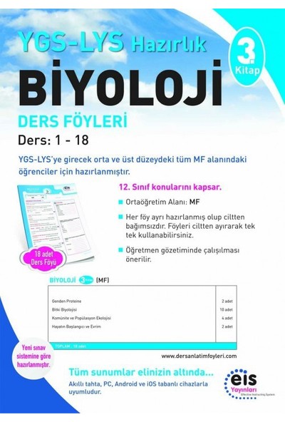 EİS Yayınları Ygs-Lys Biyoloji 3.Kitap Mf (1-18)