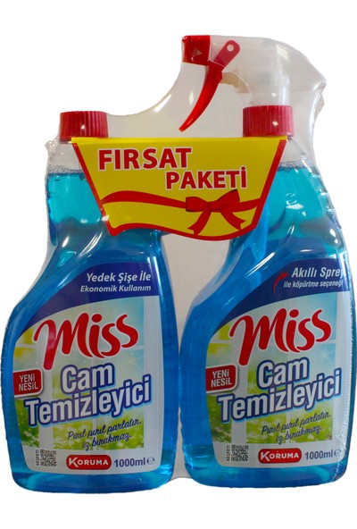 Miss Cam Temizleyici Fırsat Paketi 2x1000 ml Miss Cam Temizleyici Fırsat Paketi 2x1000 ml