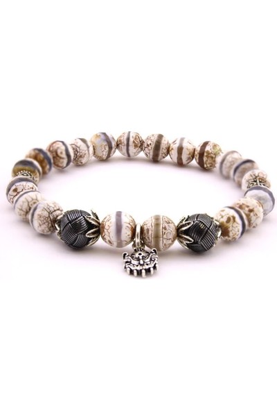 Mizgino Kazaz Süslemeli Osmanlı Temalı Akik Doğaltaş Bileklik