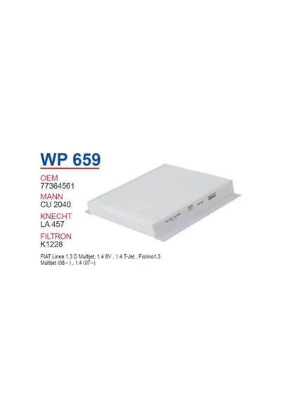 Wunder Fıat Linea - Fiorino Polen Filtresi Oem No: 77364561 Wunder Fıat Linea - Fiorino Polen Filtresi Oem No: 77364561