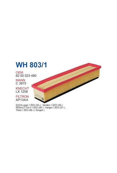 Wunder Renault Clio 1.5 Dcı - Kangoo 1.5 Dcı(Süngerli) Hava Filtresi Wunder Renault Clio 1.5 Dcı - Kangoo 1.5 Dcı(Süngerli) Hava Filtresi