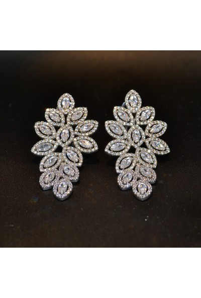 Monemel Swarovski® Taşlı Gümüş Küpe (Altın Kaplama) E0286