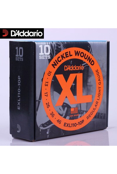 Daddario Exl110-10P Xl (10 Set) Regular Light 0.10-0.46 Daddario Exl110-10P Xl (10 Set) Regular Light 0.10-0.46