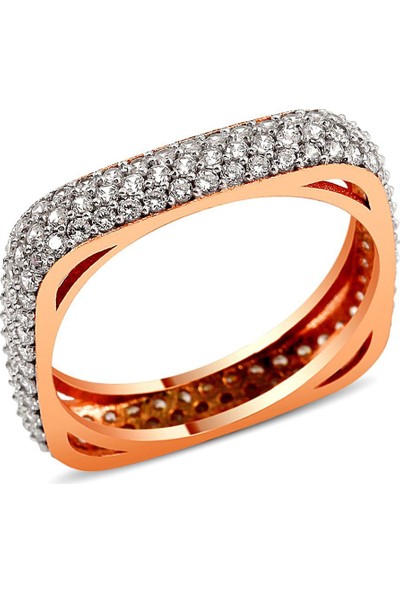 Bella Gloria Gümüş Rose 3 Sıra Kare Alyans (GA00056) Bella Gloria Gümüş Rose 3 Sıra Kare Alyans (GA00056)