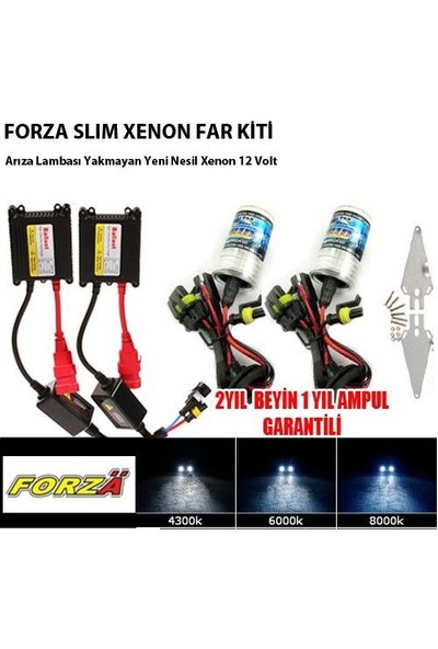 Tvet H7 8000K Xenon Far Kiti İnce12 V Forza Tvet H7 8000K Xenon Far Kiti İnce12 V Forza