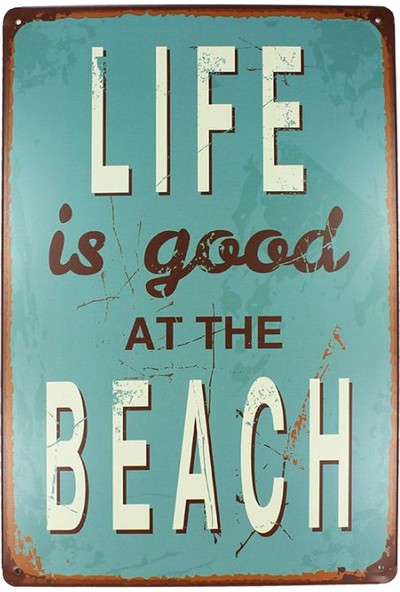 T-Bek Dekoratif Vintage Metal Pano Beach 20X30