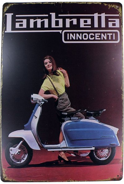 T-Bek Dekoratif Vintage Metal Pano Vespa Lambretta 20X30
