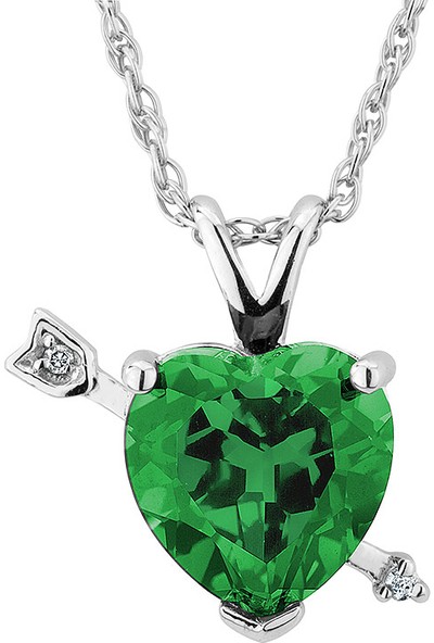 Sare Pırlanta Pırlanta Gümüş Zümrüt Kalp Kolye