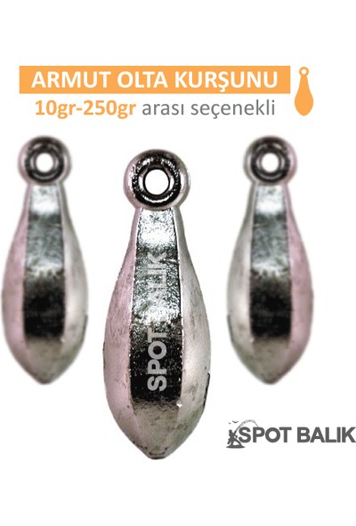 Spotbalık Armut Kurşun 10G-250G Arası Olta Kurşunu Spotbalık Armut Kurşun 10G-250G Arası Olta Kurşunu