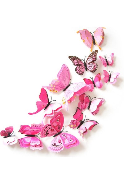 Decor Desing 3D Çift Kanatlı Lüks Kelebek Duvar Ve Perde Dekor Süsü Pembe Decor Desing 3D Çift Kanatlı Lüks Kelebek Duvar Ve Perde Dekor Süsü Pembe