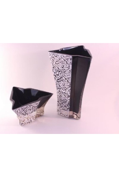 İkram Dünyası Siyah Beyaz Vazo Takım ( Özel Üretim )