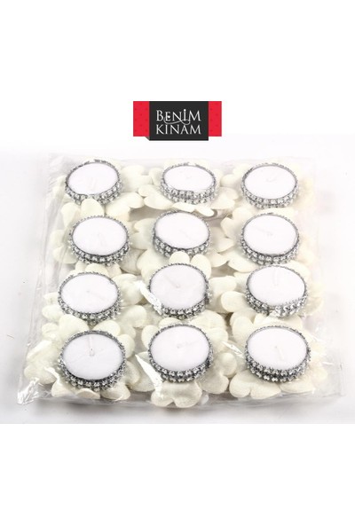 Smartevim Kına Gecesi Beyaz Nedime Kına El Gülü Mumu 12 Ad Kına Malzemeleri