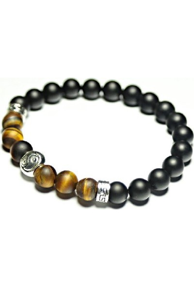 Frilly Kaplan Gözü & Oniks Doğal Taş Bileklik Feb916