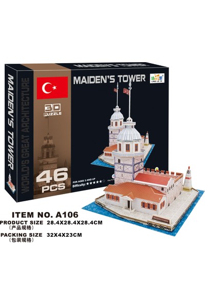 Cc Oyuncak 3D Puzzle Maiden's Tower - 46 Parça Cc Oyuncak 3D Puzzle Maiden's Tower - 46 Parça