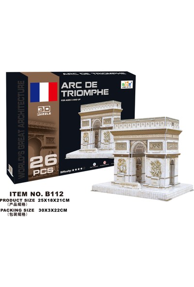 Cc Oyuncak 3D Puzzle Arc De Triomphe - 26 Parça Cc Oyuncak 3D Puzzle Arc De Triomphe - 26 Parça