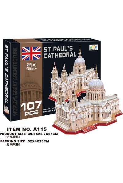 Cc Oyuncak 3D Puzzle St Paul's Cathedral - 107 Parça