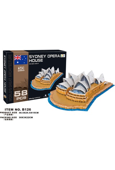 Cc Oyuncak 3D Puzzle Sydney Opera House - 58 Parça Cc Oyuncak 3D Puzzle Sydney Opera House - 58 Parça