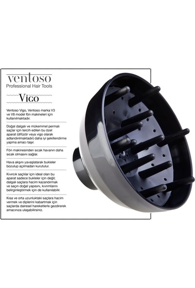 Ventoso V8 - V3 Profesyonel Kuaför Fön Makinesi Uyumlu Vigo Ventoso V8 - V3 Profesyonel Kuaför Fön Makinesi Uyumlu Vigo