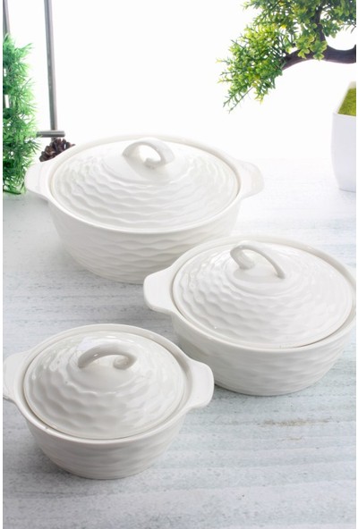 LoveQ Porselen 3'lü Tencere Seti Ckr-561 LoveQ Porselen 3'lü Tencere Seti Ckr-561