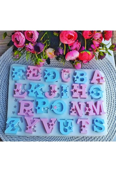 Pasta Mağaza Yıldız Harfler Silikon,Mum,Kokulu Taş Kalıbı