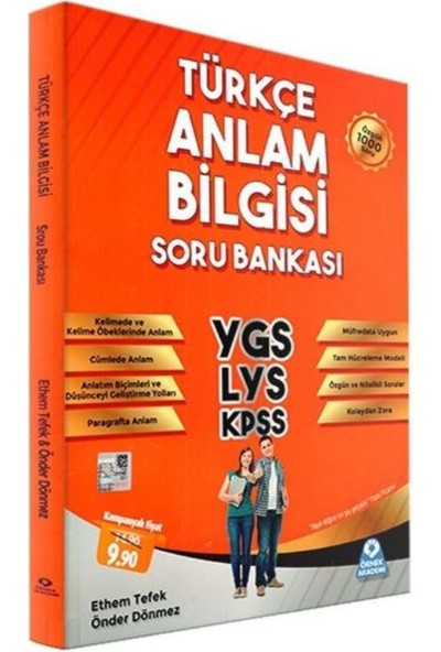 Örnek Akademi Yayınları Ygs-Lys-Kpss Türkçe Anlam Bilgisi Soru Bankası - Ethem Tefek Örnek Akademi Yayınları Ygs-Lys-Kpss Türkçe Anlam Bilgisi Soru Bankası - Ethem Tefek