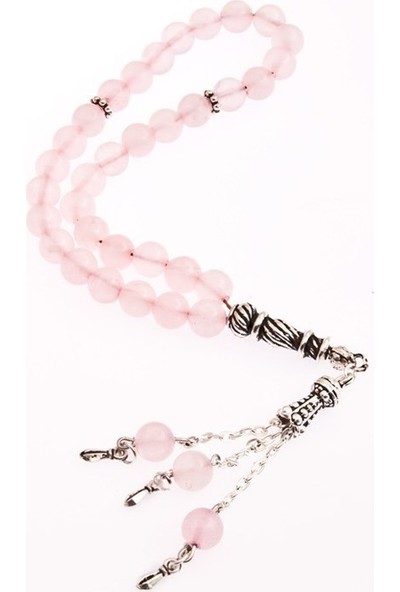 Else Silver Gümüş Kaplama Pembe Gül Kuvars Tesbih