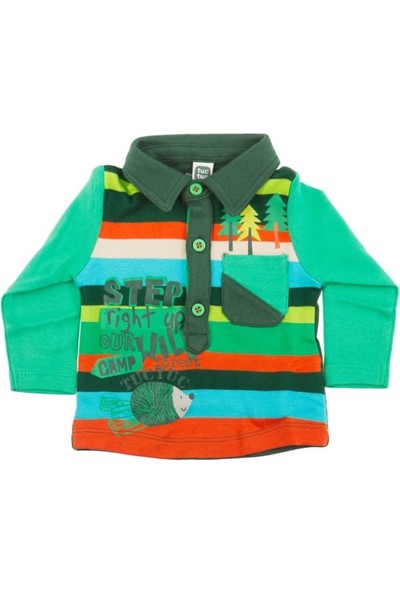 Tuc Tuc Polo Yaka Sweatshirt, John & Jeena Yeşil Çizgili