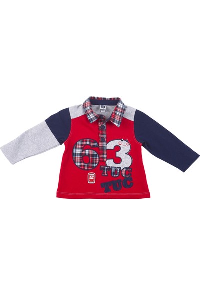 Tuc Tuc Erkek Çocuk Polo Sweatshirt, British Kırmızı - Lacivert