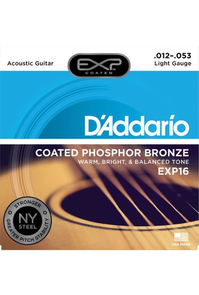 D'Addario EXP16 Coated Phosphor Bronze Akustik Gitar Teli (12-53) D'Addario EXP16 Coated Phosphor Bronze Akustik Gitar Teli (12-53)