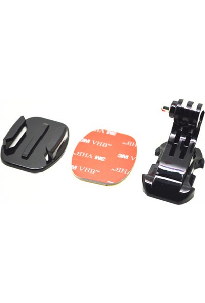 Knmaster Gopro Uyumlu Düz Yüzey Yapıştırma Aparatı 3M Bant + J-Hook Aparatı