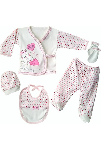 Webombinoo Tavşanlı 5 Parça Organik Bebek Hastane Çıkışı Zıbın Seti
