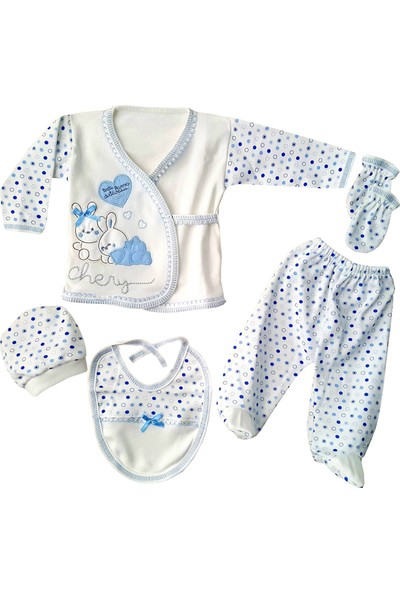 Webombinoo Tavşanlı 5 Parça Organik Bebek Hastane Çıkışı Zıbın Seti