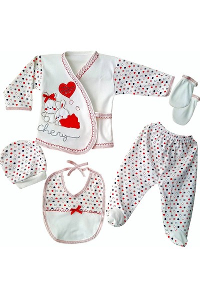 Webombinoo Tavşanlı 5 Parça Organik Bebek Hastane Çıkışı Zıbın Seti
