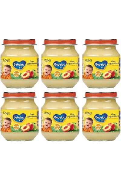 Bebelac Elma Şeftali Püreli Kavanoz Maması 125 gr - 6'lı Bebelac Elma Şeftali Püreli Kavanoz Maması 125 gr - 6'lı