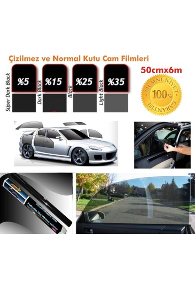 Carub Cam Filmi 50Cmx6M Çizilmez Light Black Kutu Bir Arabalık
