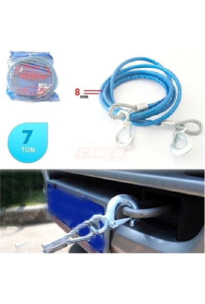 Carub Çeki Halatı Çelik 7 Ton 8Mm 4Metre Carub Çeki Halatı Çelik 7 Ton 8Mm 4Metre