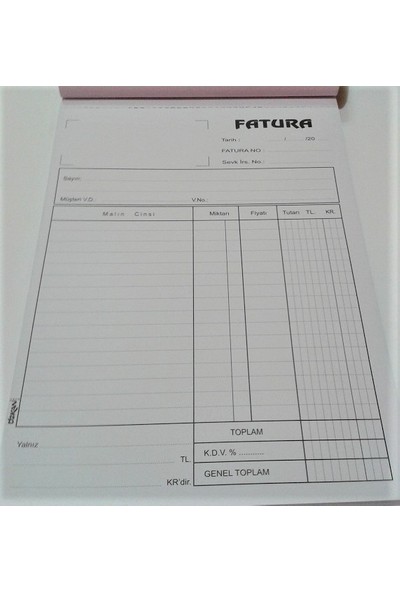 Özkan Fatura Defteri No:3 Otokopili 3 Nüsha